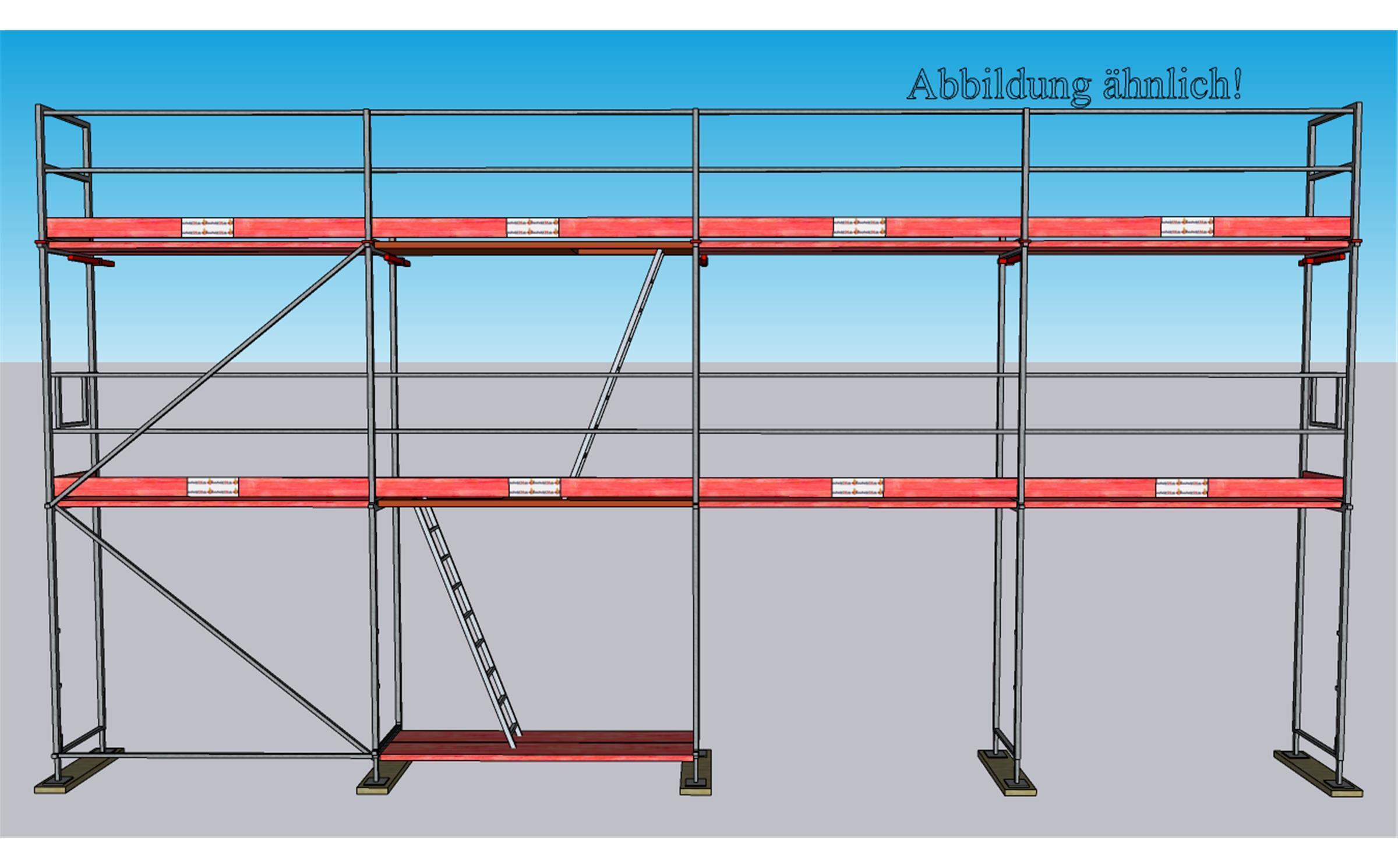 Layher Gerüst Komplettpaket 64,76m² - Feldlänge 2,57m - Länge 10,28m - Arbeitshöhe 6,30m - MJ-Gerüst